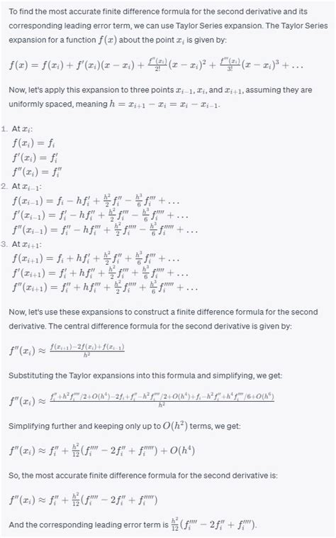 [solved] Finite Differences Taylor Series Expansion Numerical