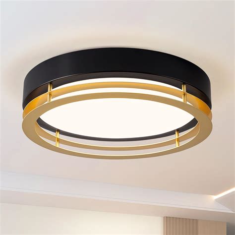 Zuyurt Dimmable Black And Gold Flush Mount Ceiling Light Modern Round
