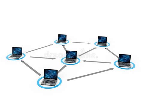 Computer Network Internet Communication In White Background 3d Rendering Stock Illustration