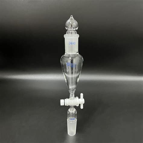 ptfe 스톱 콕 및 표준 테이퍼 스템 용량 250ml 조인트 24 40 ptfe 스위치 밸브가있는 스 퀴브 분리 깔때기