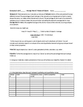 Average Atomic Mass Lab With Lesson Plan By Insane Alchemist TpT