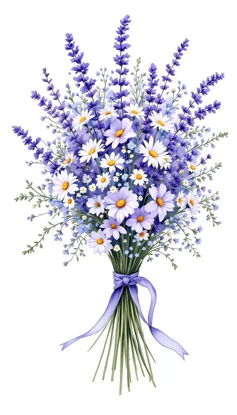 Букет лаванды в акварельном стиле для декора интерьера в 2025 г Цветочное искусство