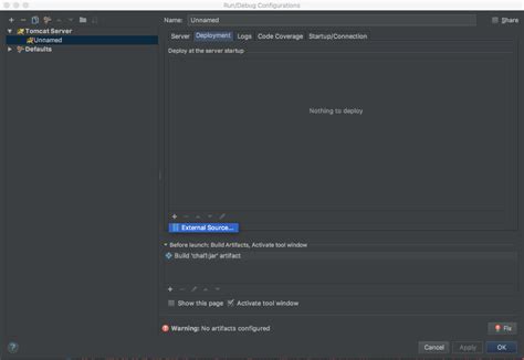Deploy At Server Startup Missing Artifcat Option Ides Support