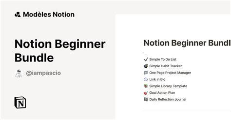 notion beginner bundle modèle notion