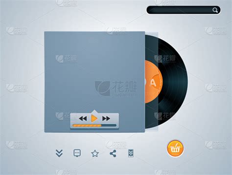 在信封的音乐播放器模板矢量乙烯磁盘