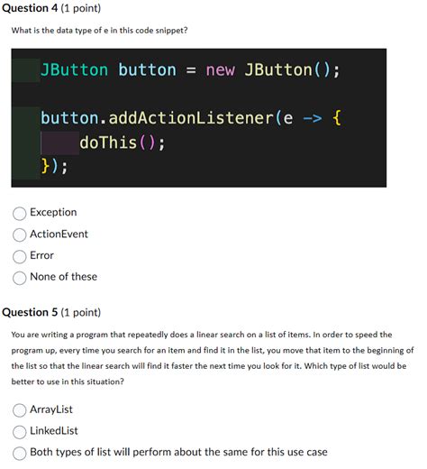 Solved What Is The Data Type Of E In This Code Snippet Chegg Com