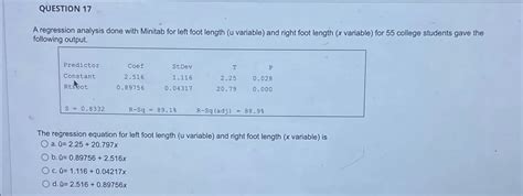 Solved QUESTION NA Regression Analysis Done With Minitab Chegg