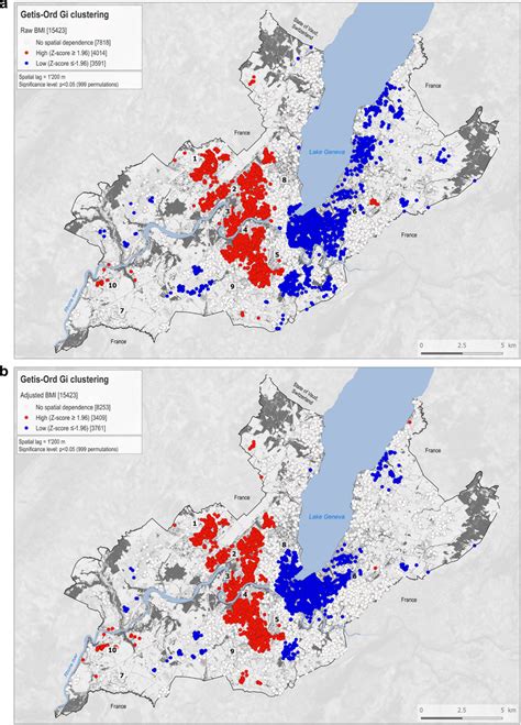 Spatial Clustering Of Bmi Getis Ord Gi Clusters Calculated For 15423 Download Scientific