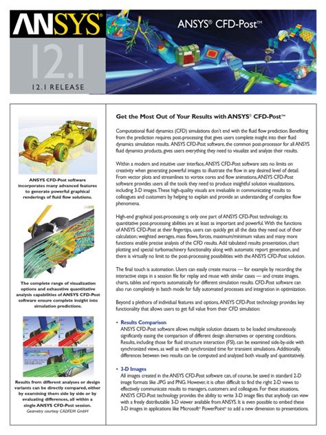 Ansys Cfd Post Pdf Simulation Computational Fluid Dynamics