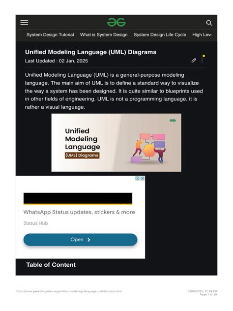 Unified Modeling Language Uml Diagrams Geeksforgeeks Pdf