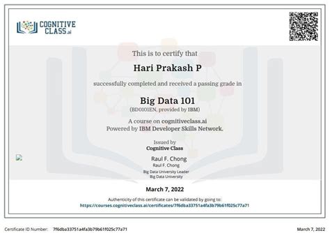 Completed The Big Data 101 Course On Cognitive Class Platform