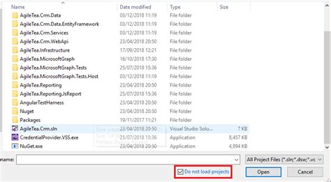Open Solution Do Not Load Projects Jonesbusy