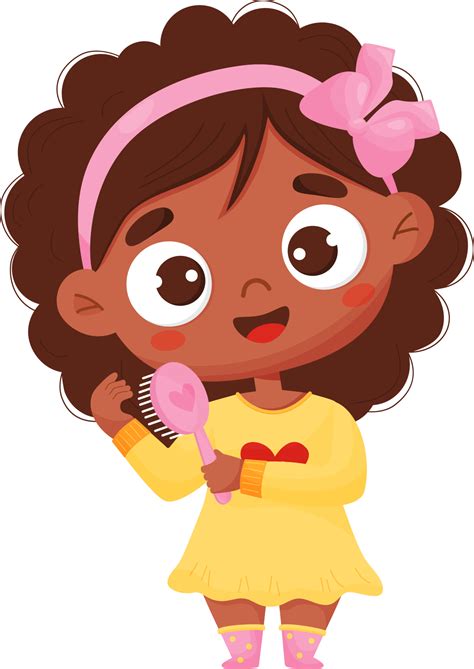 Black Ethnic Girl Combing Her Hair 13892323 PNG