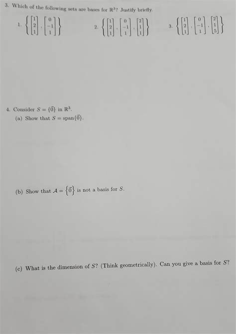 solved 3 which of the following sets are bases for r3