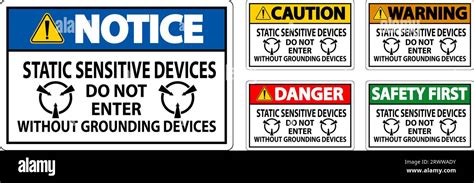 caution sign static sensitive devices do not enter without grounding