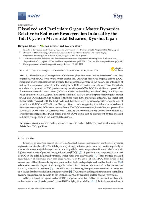 Pdf Dissolved And Particulate Organic Matter Dynamics Relative To
