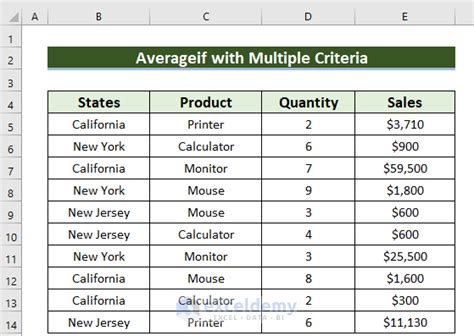 how to use excel averageif with multiple criteria 5 examples