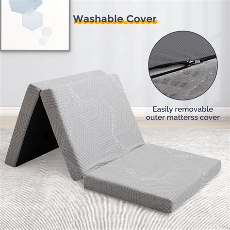 4 Inch Tri Folding Memory Foam Mattress With Removable Cover Twin Tri