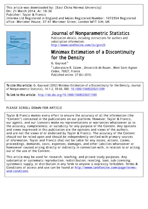 pdf minimax estimation of a discontinuity for the density