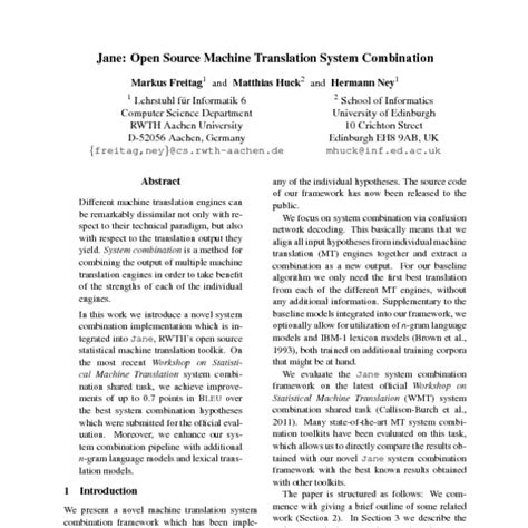 Jane Open Source Machine Translation System Combination Acl Anthology