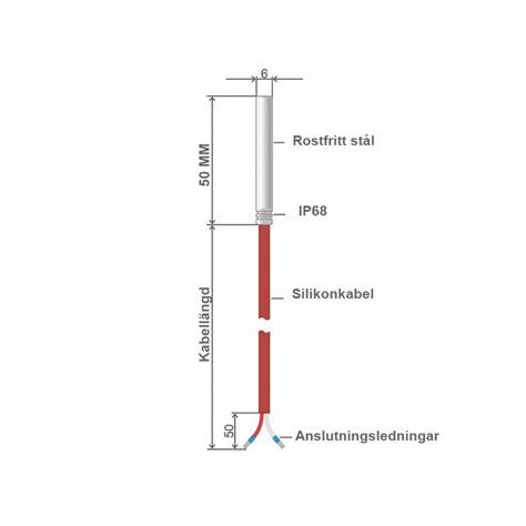 Pt1000 Universal Temp Sensor 6 X 50 Mm Max 200°c