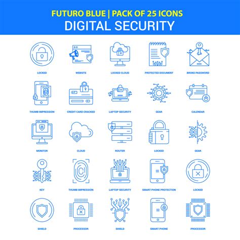 Digital Security Icons Futuro Blue 25 Icon Pack 14094853 Vector Art At Vecteezy