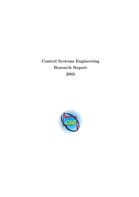 Pdf Control Systems Engineering Research Report 2002 Model Based