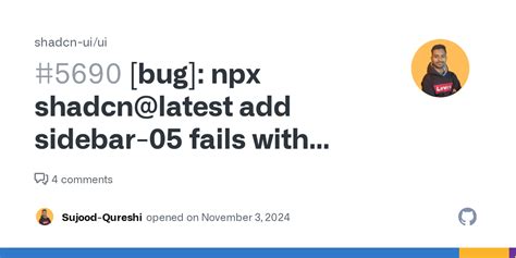 Bug Npx Shadcnlatest Add Sidebar 05 Fails With Nextjs 15 Or React