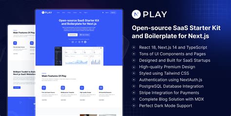 Play Free SaaS Boilerplate And Starter Kit For Next Js Next Js Templates