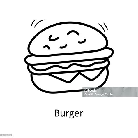 버거 벡터 개요 아이콘 디자인 그림입니다 파티 및 흰색 배경에 축하 기호 Eps 10 파일 0명에 대한 스톡 벡터 아트 및 기타 이미지 Istock
