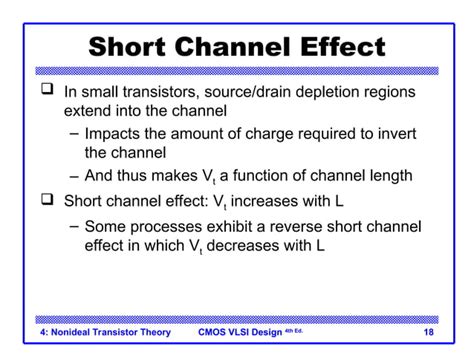 non ideal transistor theory mosfet second order effects ppt