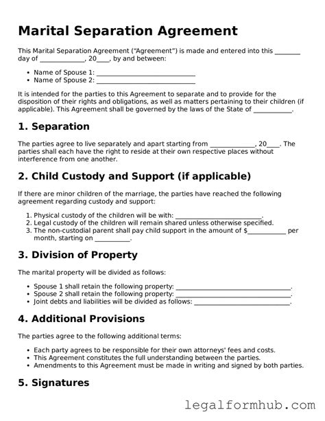 Prepare Your Marital Separation Agreement With Our Printable Form