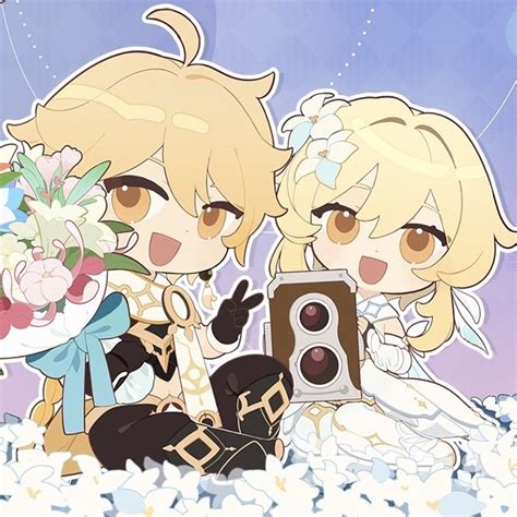 Aether Lumine Impact Chibi Cat Art