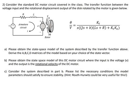 SOLVED: Texts: 1) Consider the standard DC motor circuit covered in class. The transfer function ...