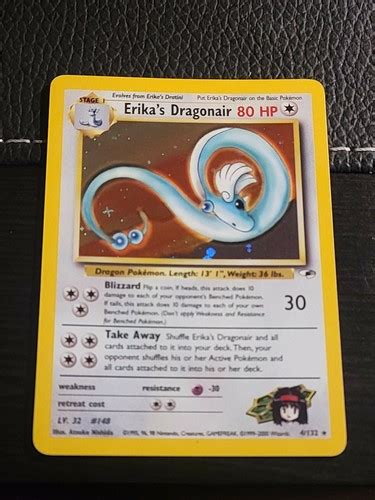 1995 Holographic Erikas Dragonair Pokemon Card Nm Ebay