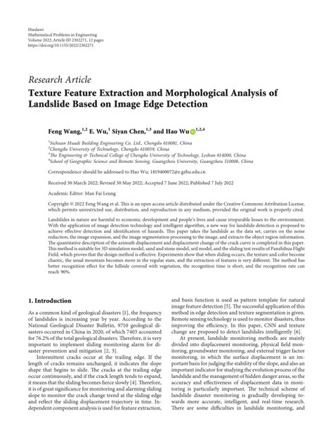 PDF Texture Feature Extraction And Morphological Analysis Of Landslide Based On Image Edge