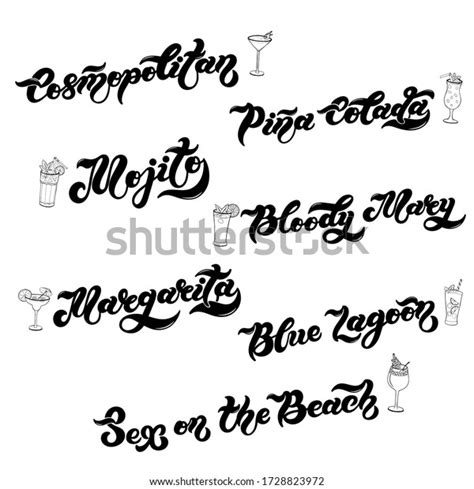 Mojito Sex On Beach Blue Lagoon Stock Vector Royalty Free 1728823972
