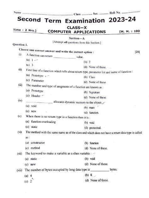 Georges U 2 Preboard 2023 24 Pdf Parameter Computer Programming Integer Computer Science