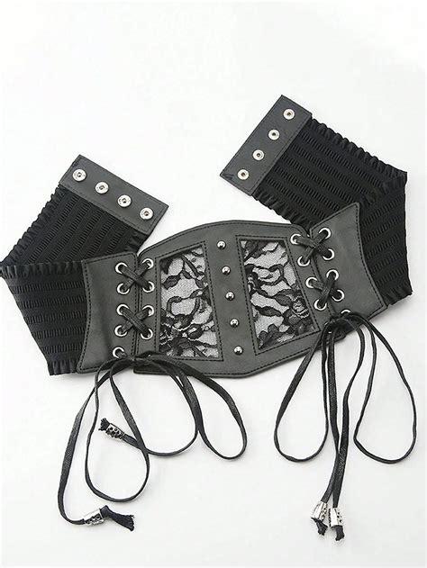 1pc Womens Black Lace Hollow Elastic Waist Cincher Belt Sexy Corset