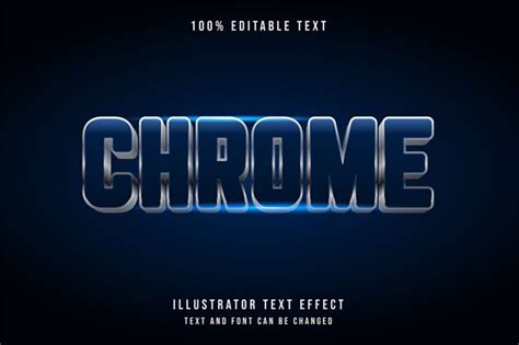 Premium Vector Chrome D Editable Text Effect Blue Gradation Grey Shadow Style
