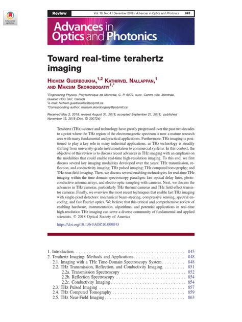 Toward Real Time Terahertz Imaging Pdf Terahertz Radiation Electromagnetic Spectrum