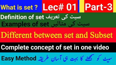 What Is A Subset Sets And Subsets With Examples In Hindi Urdu Different Between Set And