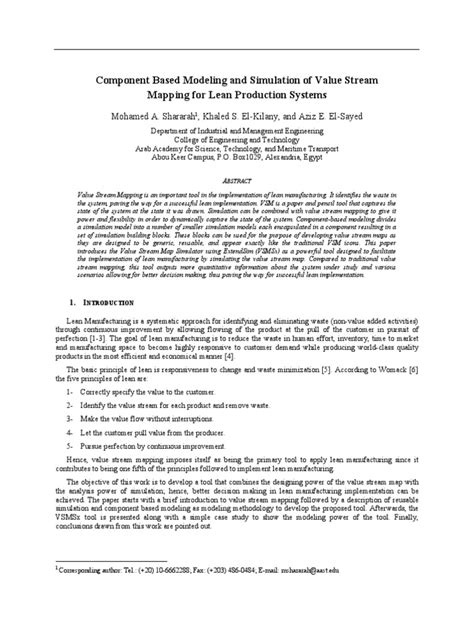 acme component based modeling and simulation of value stream mapping