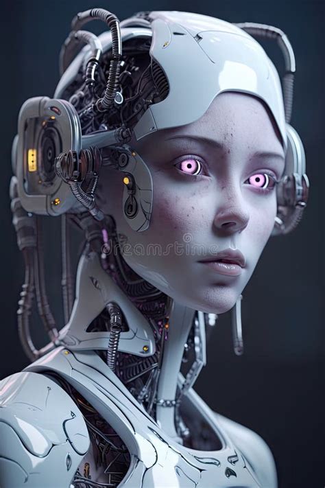 Beautiful Teenage Android With Chrome Cybernetic Design For Futuristic