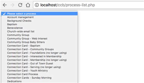 Create A Process List Drop Down Menu Ccb Tutorials