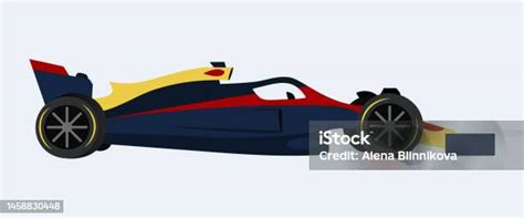 진한 파란색 스포츠카 스탠드 레이스 포뮬러 1 그랑프리 차의 측면도 격리된 개체입니다 Motor Racing Event에 대한