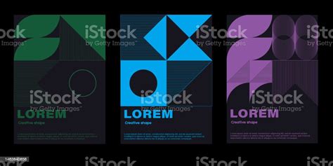 스위스 디자인 포스터 컬렉션 레이아웃의 메타 현대 미학 Brutalist에서 영감을 받은 벡터 그래픽 템플릿 세트는 대담한 타이포그래피와 추상적인 기하학적 모양을 특징으로
