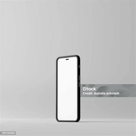 회색 배경에 빈 흰색 화면으로 스마트 폰 모형 3d 렌더 생활필수품에 대한 스톡 사진 및 기타 이미지 생활필수품 3차원 형태 쇼핑 Istock