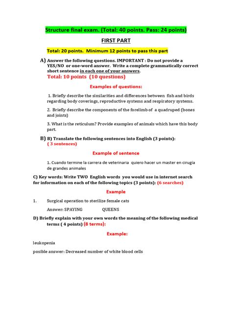 structure final exam 23 24 pdf medical specialties epidemiology