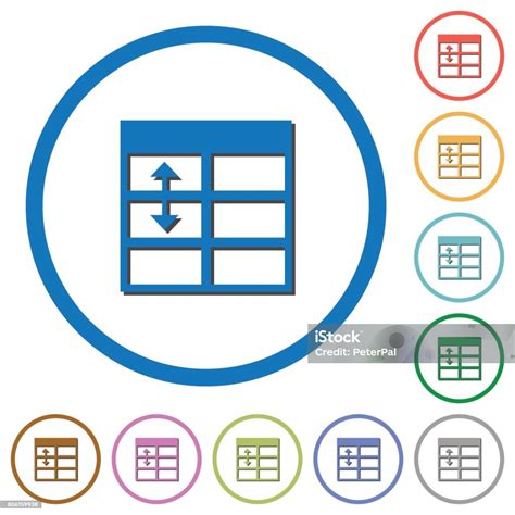 Spreadsheet Adjust Table Row Height Icons With Shadows And Outlines